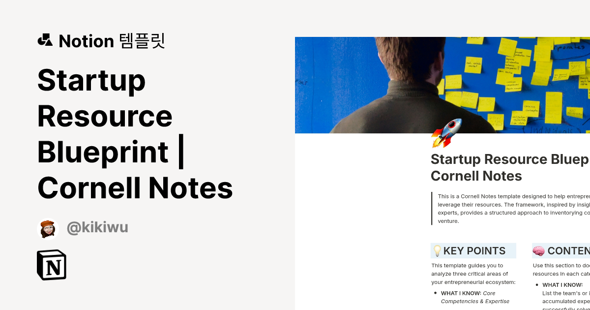 Startup Resource Blueprint | Cornell Notes 템플릿 제작자 Kiki Wu | Notion (노션 ...