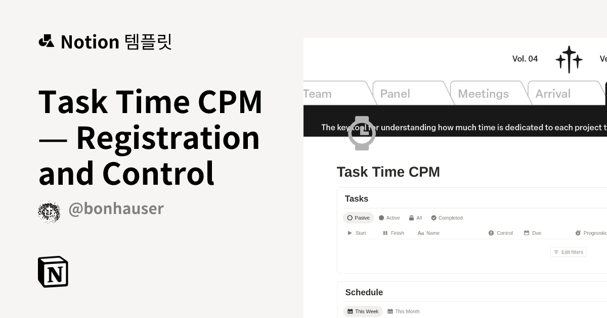 Task Time CPM — Registration and Control 템플릿 제작자 Bon Hauser | Notion ...