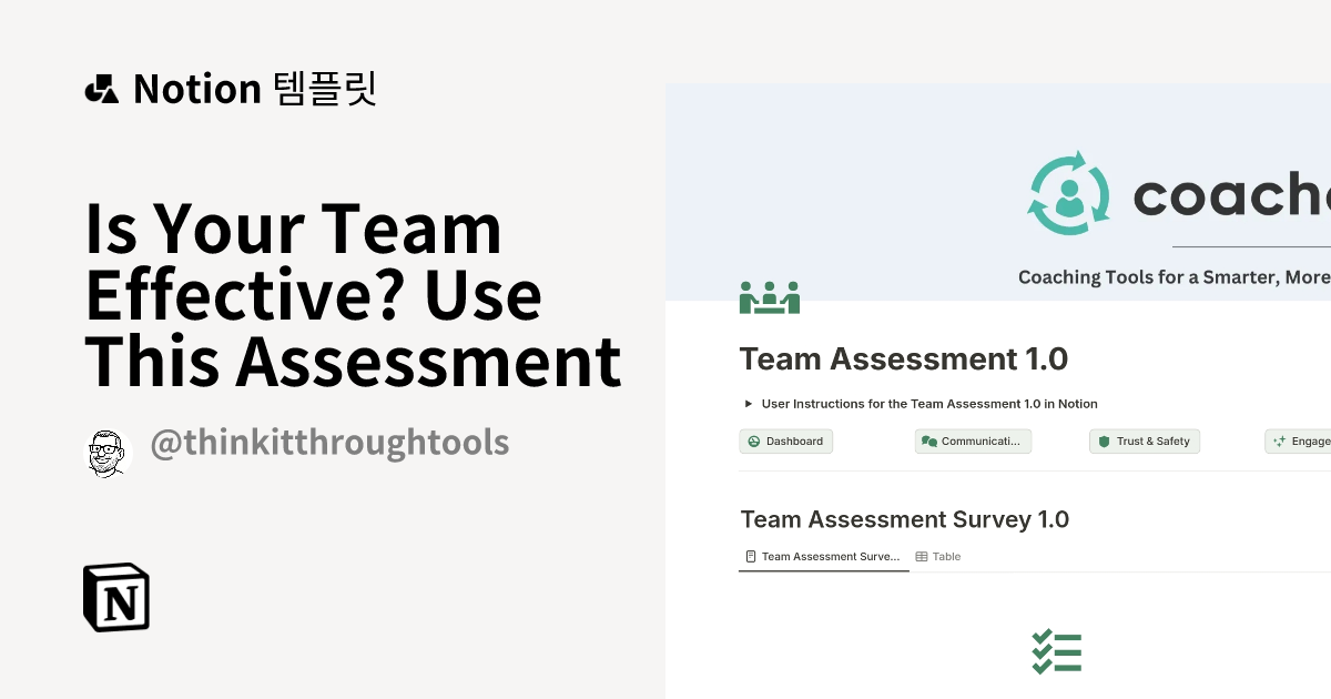 Is Your Team Effective? Use This Assessment 템플릿 제작자 Think It Through Tools | Notion (노션) 마켓플레이스