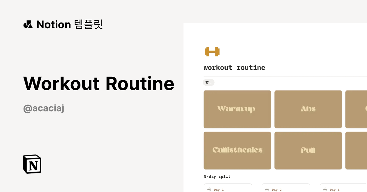 Workout Routine 템플릿 | Notion (노션) 마켓플레이스