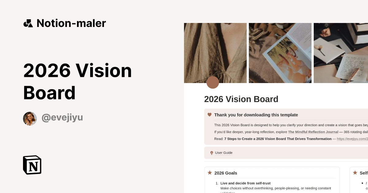 2026 Vision Board-mal av Eve Jiyū | Notions markedsplass