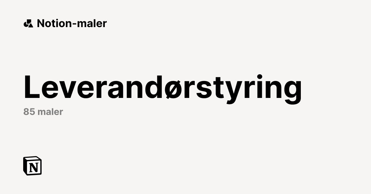 Beste Leverandørstyring-maler fra Notion | Notions markedsplass