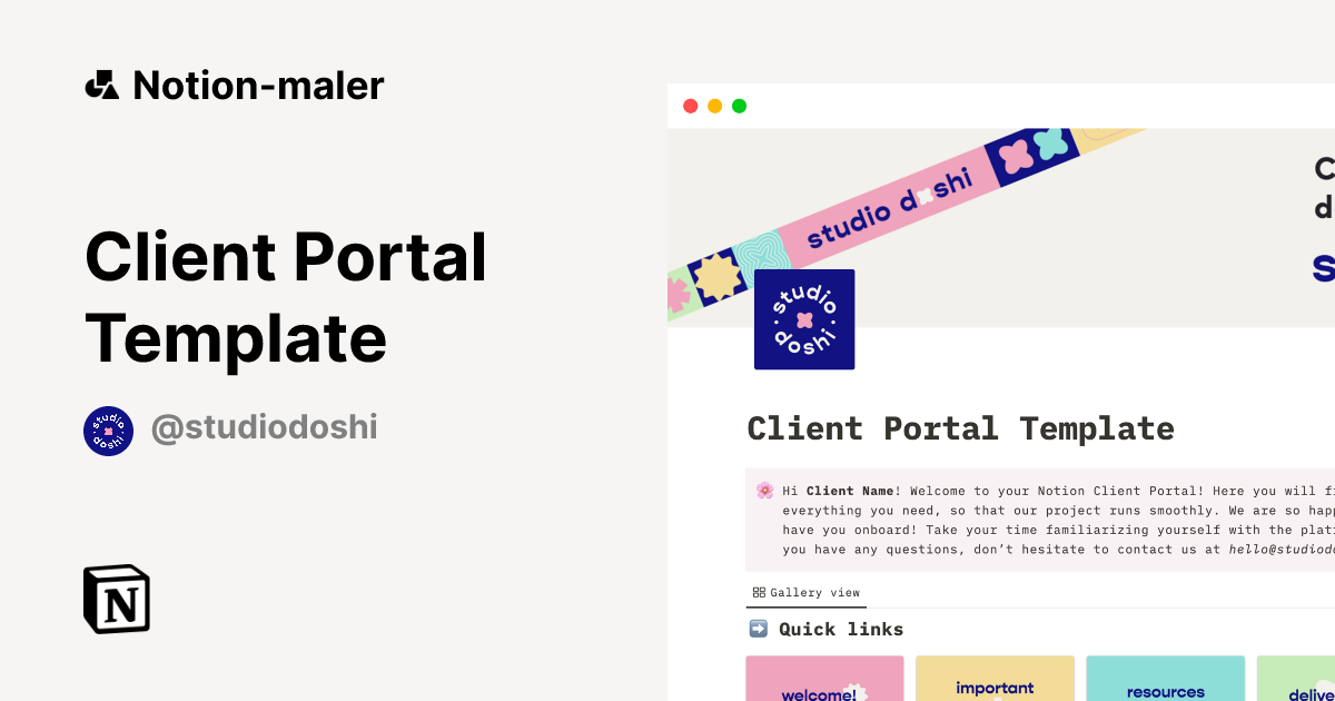 Client Portal Template-mal av Studio Doshi | Notions markedsplass