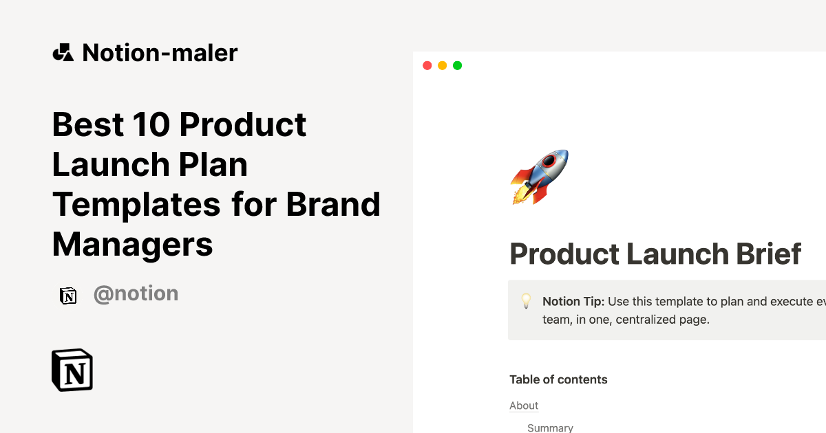 Best 10 Product Launch Plan Templates for Brand Managers | Notions ...