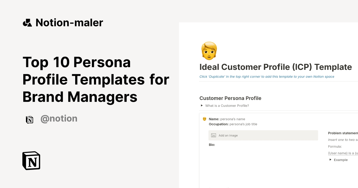 Top 10 Persona Profile Templates for Brand Managers | Notions ...