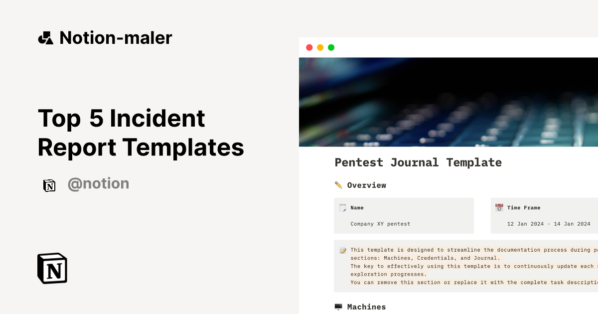 Top 5 Incident Report Templates | Notions markedsplass for maler