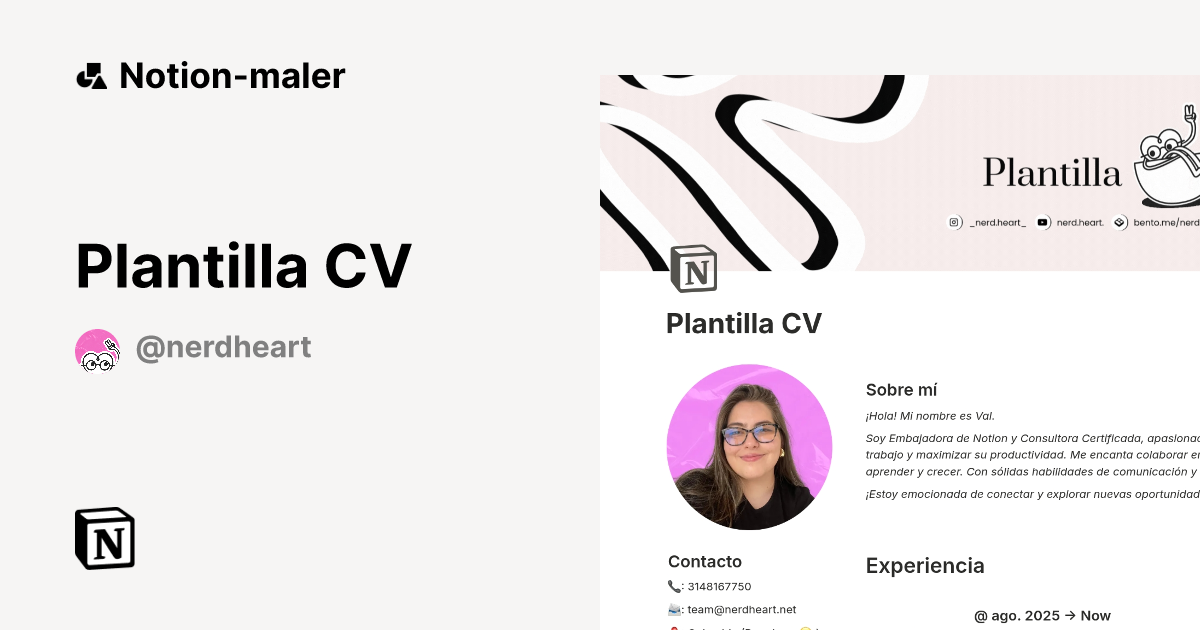 Plantilla CV-mal av Nerd Heart | Notions markedsplass