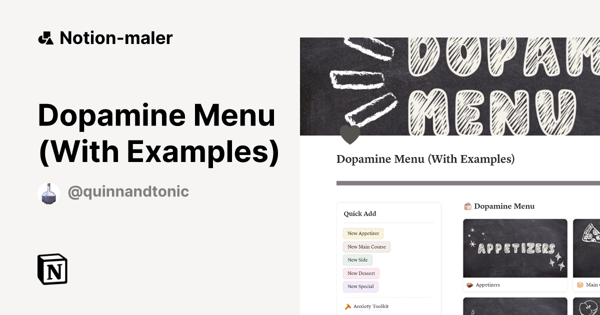 Dopamine Menu (With Examples)-mal av Elise Quinn | Notions markedsplass