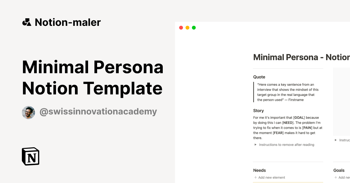 Minimal Persona Notion Template-mal av Daniele Catalanotto | Notions ...