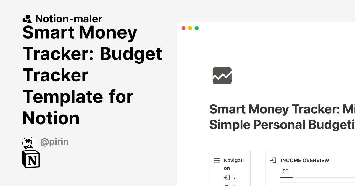Smart Money Tracker: Budget Tracker Template for Notion-mal| Notions ...