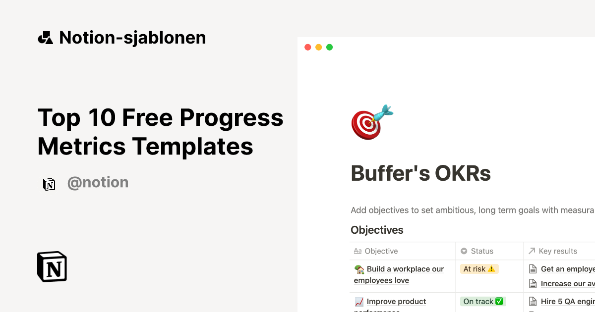 Top 10 Free Progress Metrics Templates | Marketplace voor Notion-sjablonen