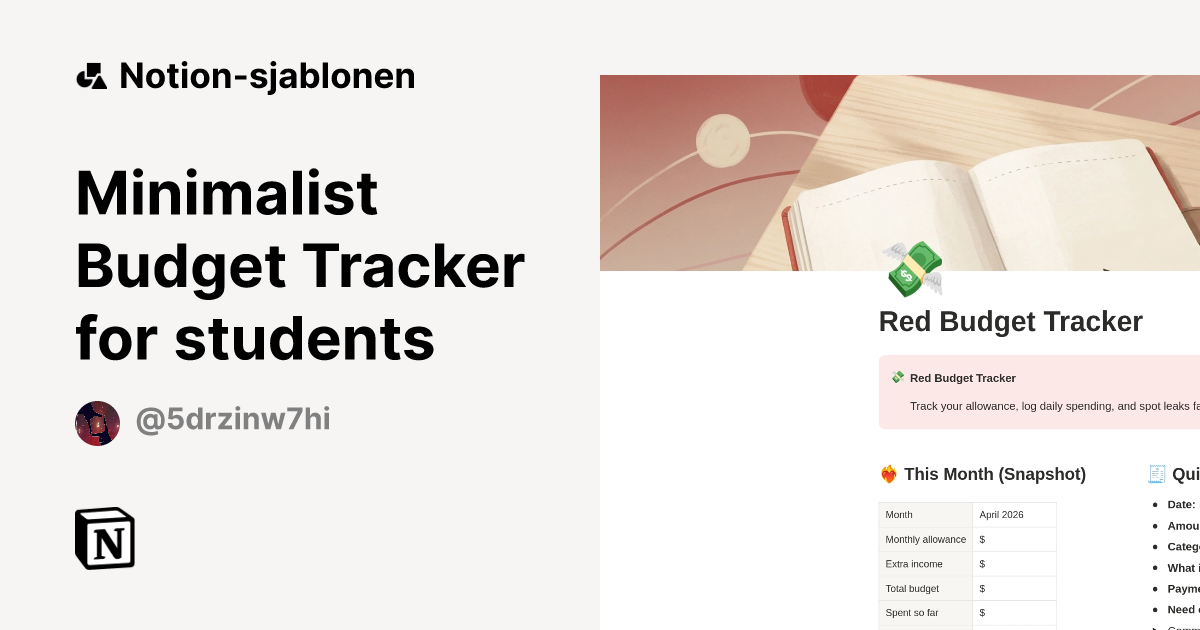 Minimalist Budget Tracker for students-sjabloon van Student Templates ...