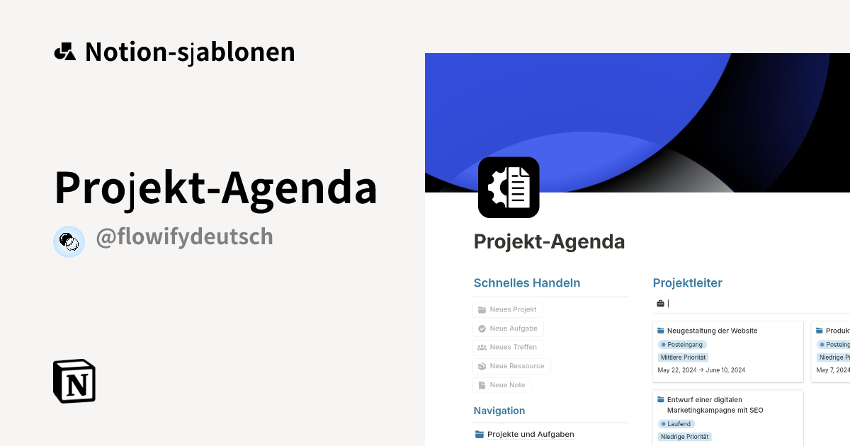 Projekt-Agenda-sjabloon van Flowify | Deutsch | Notion Marketplace