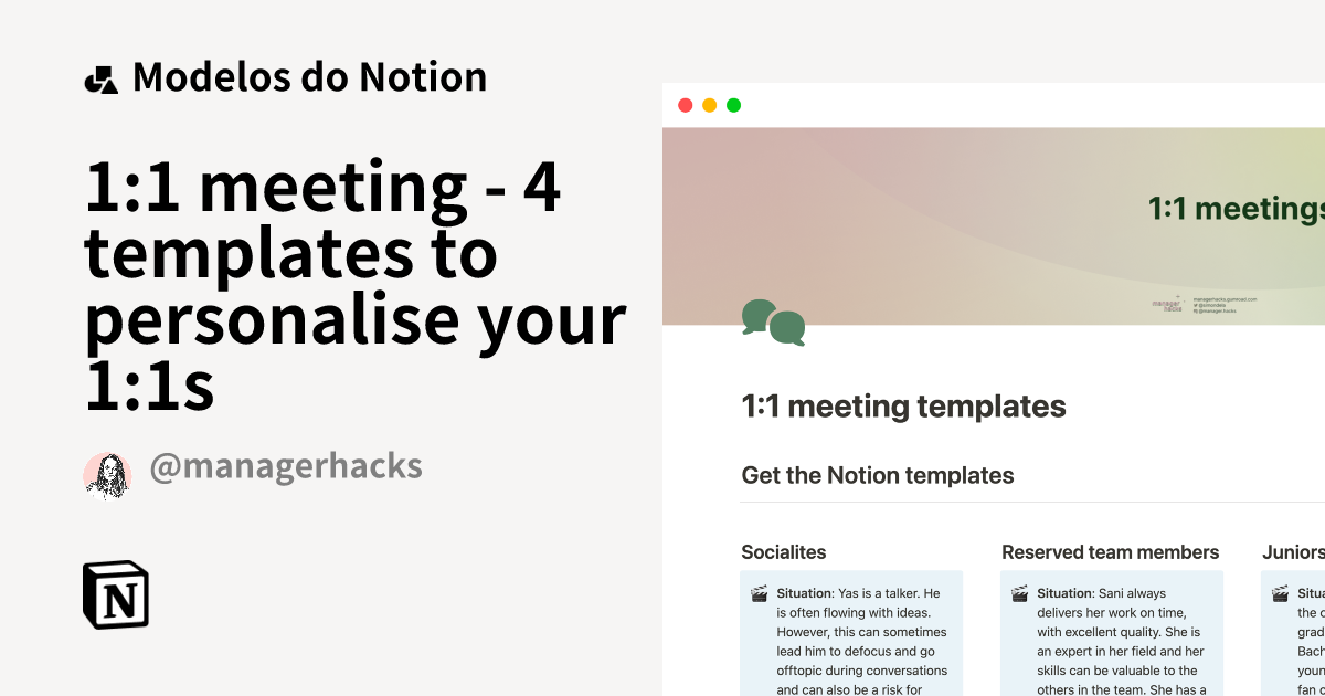 1:1 meeting - 4 templates to personalise your 1:1s Modelo por Mona ...