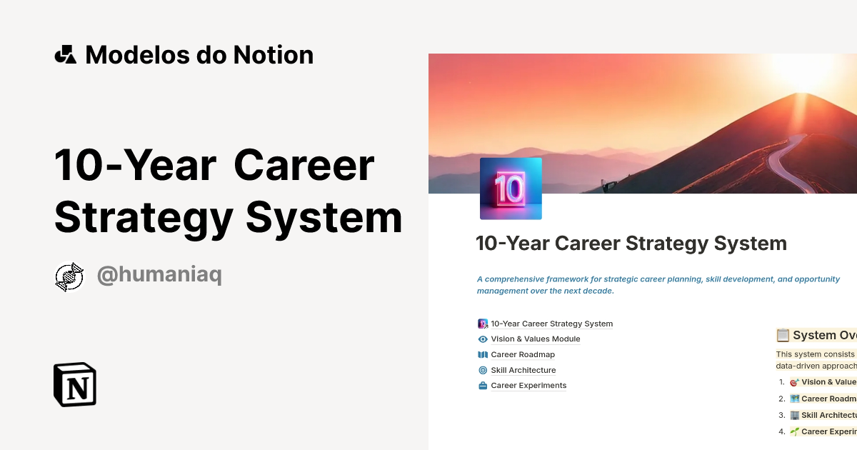 Modelo 10-Year Career Strategy System | Marketplace do Notion