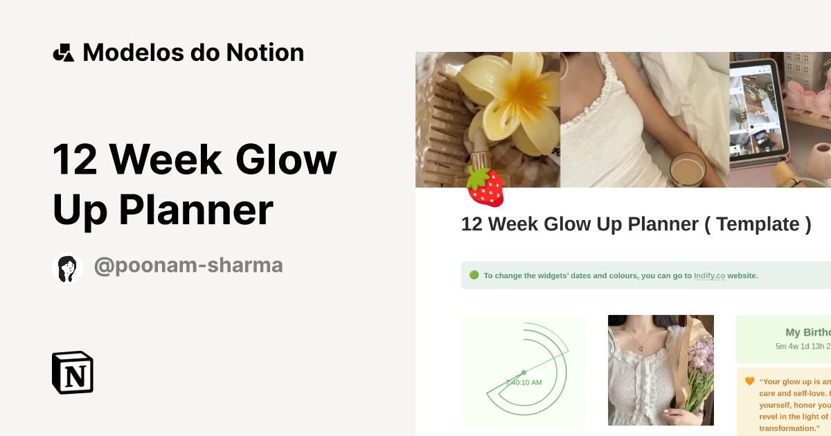 Modelo 12 Week Glow Up Planner | Marketplace do Notion