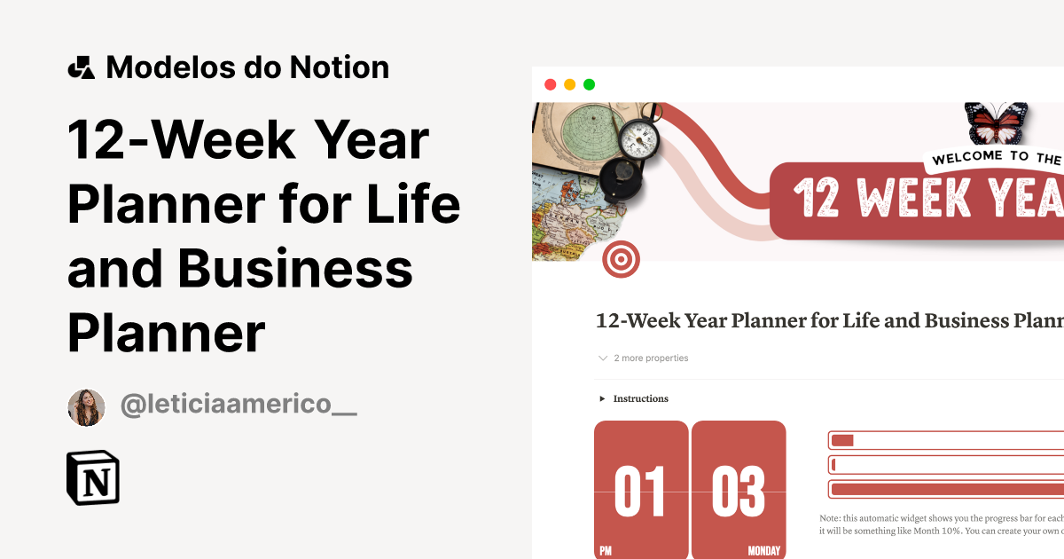 12-Week Year Planner for Life and Business Planner Modelo por ...