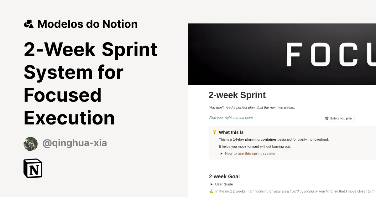 2-Week Sprint System for Focused Execution Modelo por Sarah Xia ...