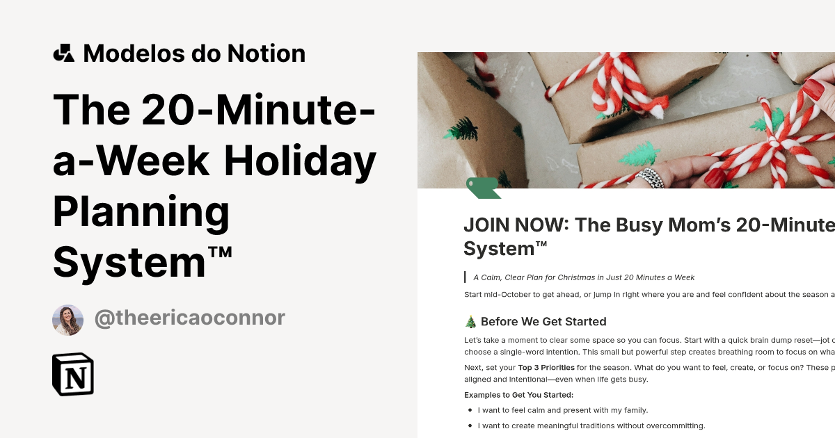 The 20-Minute-a-Week Holiday Planning System™ Modelo por Erica O'Connor ...