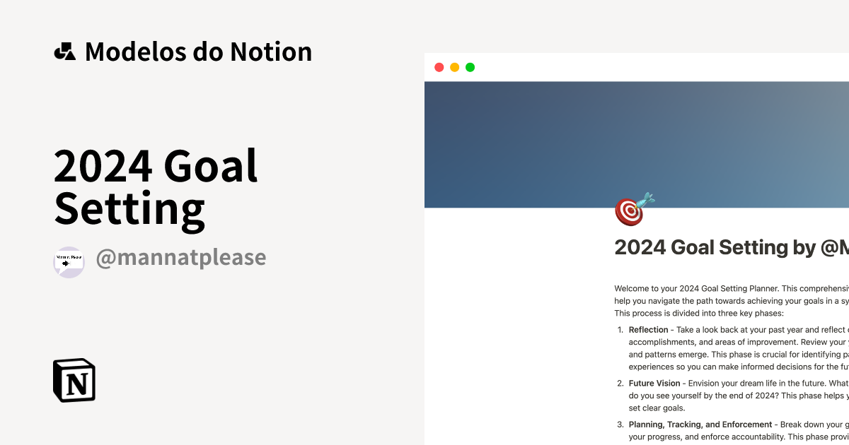 Modelo 2024 Goal Setting | Marketplace do Notion