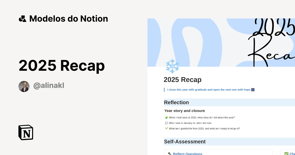 2025 Recap Modelo por Alina | Marketplace do Notion
