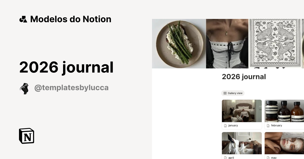 2026 journal Modelo por lucca | Marketplace do Notion