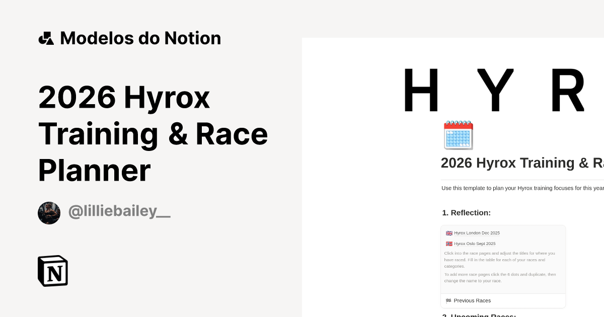 2026 Hyrox Training & Race Planner Modelo por Lillie Bailey ...