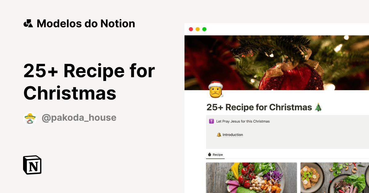 25+ Recipe for Christmas Modelo por Pakoda House | Marketplace do Notion