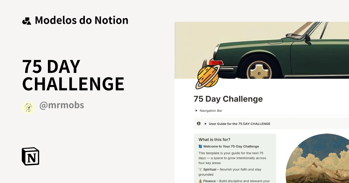 Modelo 75 DAY CHALLENGE | Marketplace do Notion