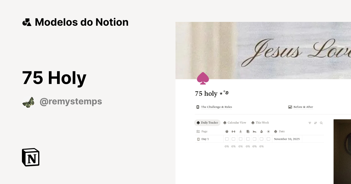 75 Holy Modelo por Rem | Marketplace do Notion