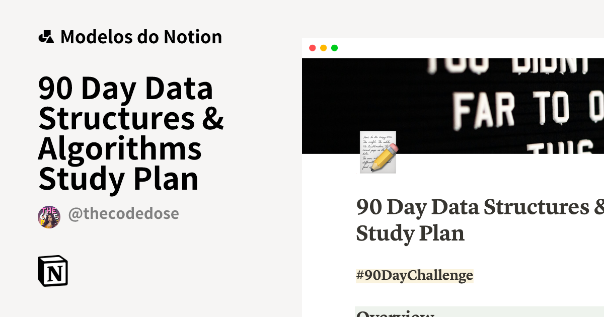 90 Day Data Structures & Algorithms Study Plan Modelo por The Code Dose ...