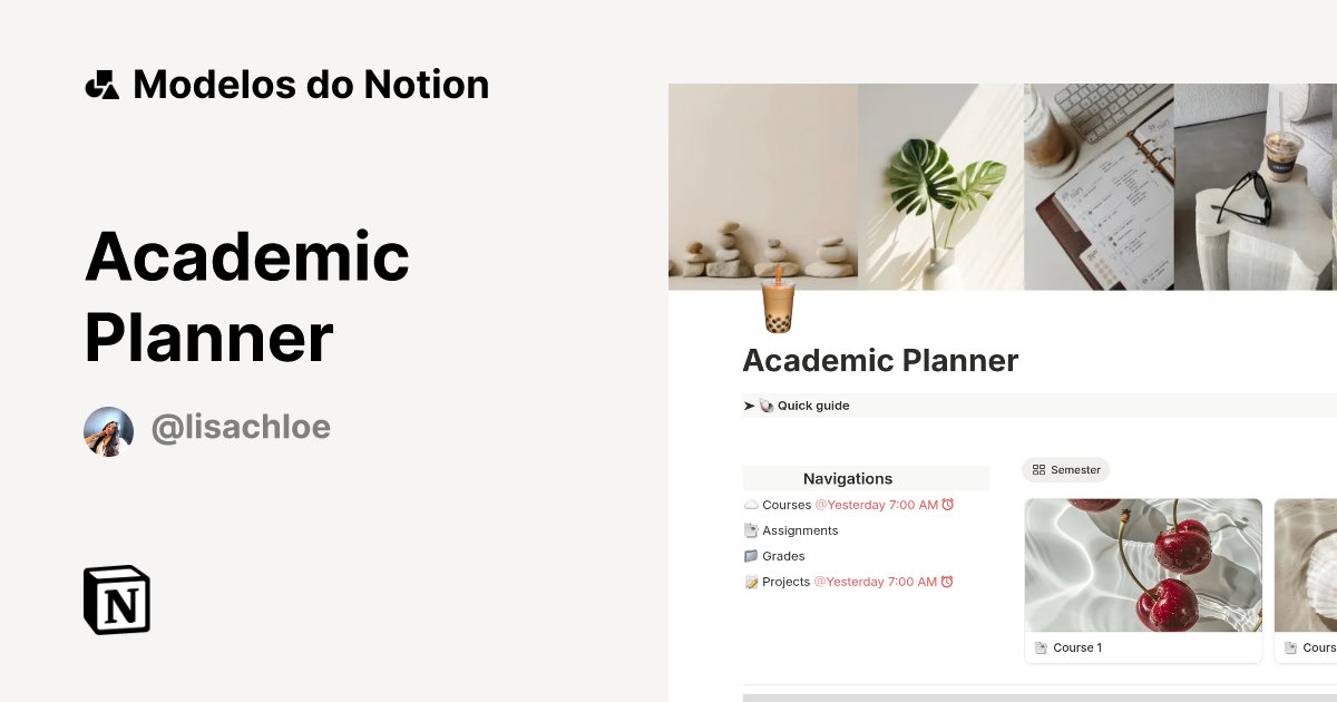 Academic Planner Modelo por Lisa Gordon | Marketplace do Notion