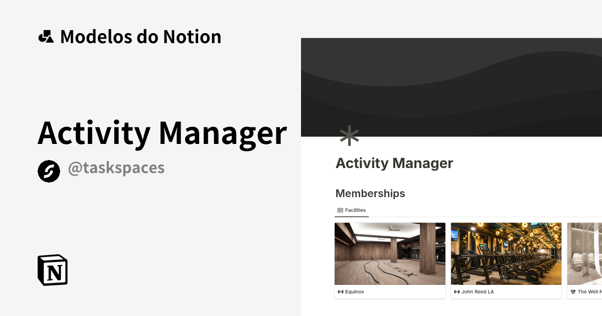 Activity Manager Modelo por Taskspaces | Marketplace do Notion