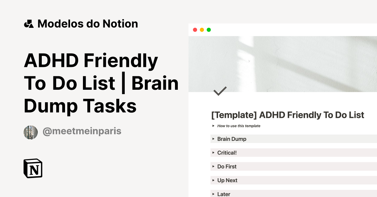 ADHD Friendly To Do List | Brain Dump Tasks Modelo por Meet me in Paris ...
