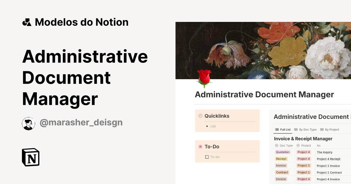 Modelo Administrative Document Manager | Marketplace do Notion