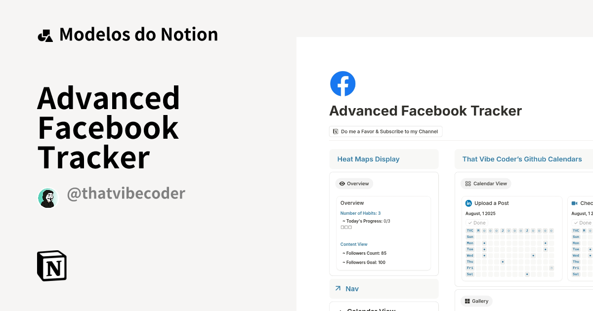 Advanced Facebook Tracker Modelo por That Vibe Coder | Marketplace do Notion
