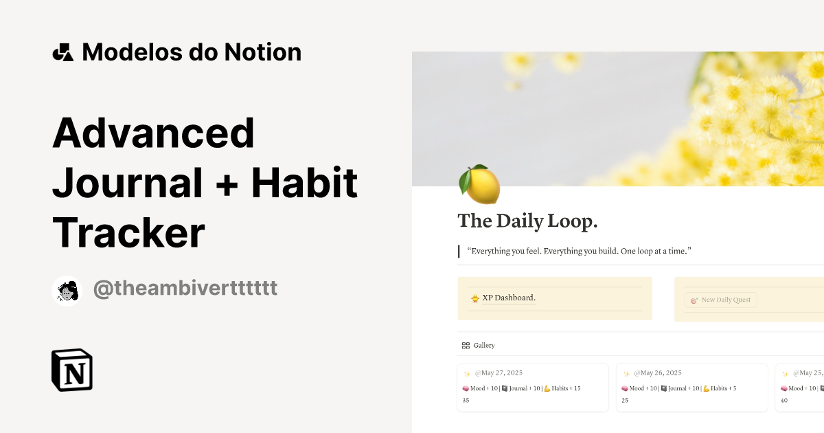 Modelo Advanced Journal + Habit Tracker | Marketplace do Notion