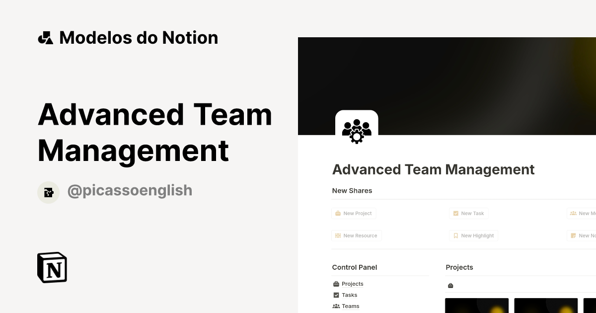 Advanced Team Management Modelo por Picasso | Marketplace do Notion