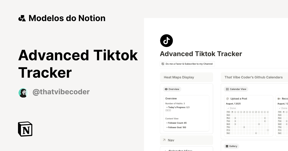 Modelo Advanced Tiktok Tracker | Marketplace do Notion