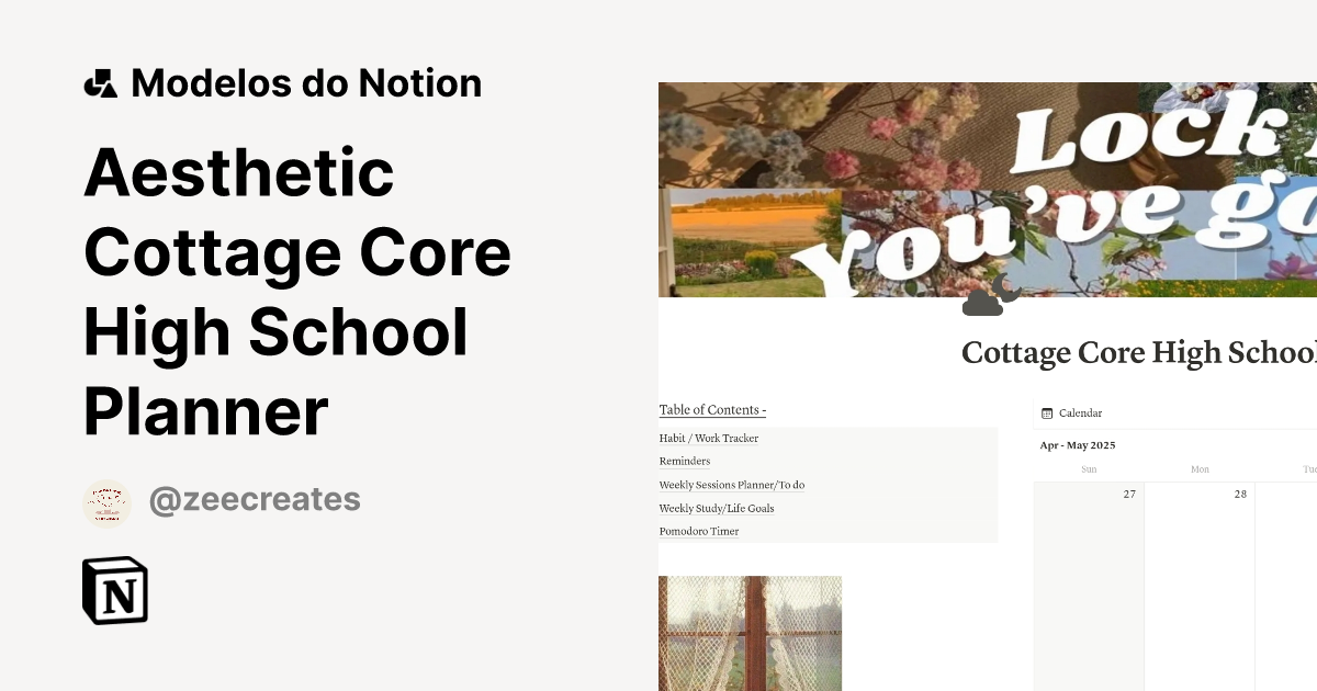 Aesthetic Cottage Core High School Planner Modelo por Zaina ...