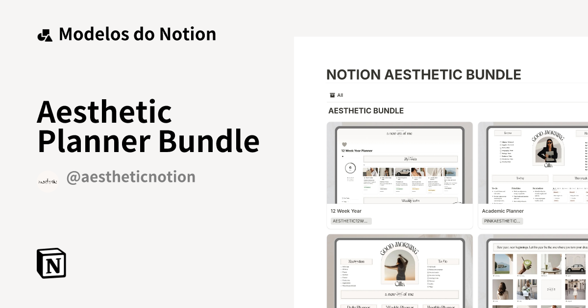 Aesthetic Planner Bundle Modelo por My Aesthetic Notion | Marketplace do Notion