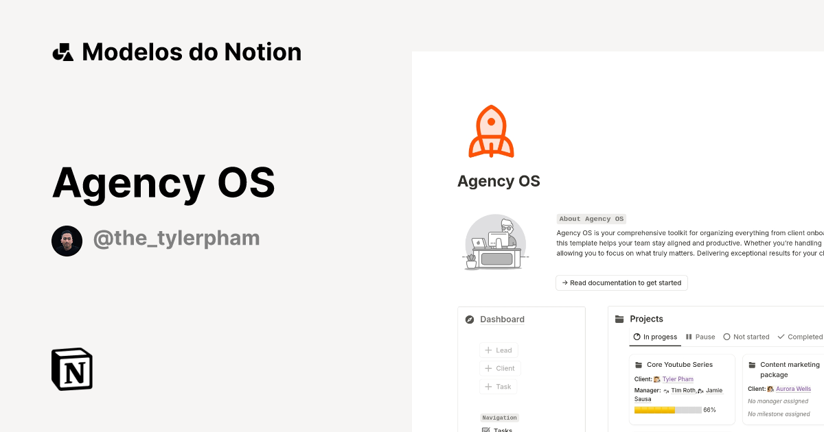 Agency OS Modelo por Tyler Pham | Marketplace do Notion