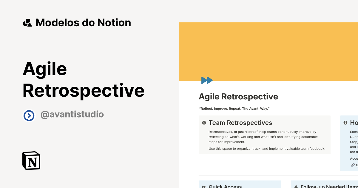 Modelo Agile Retrospective | Marketplace do Notion