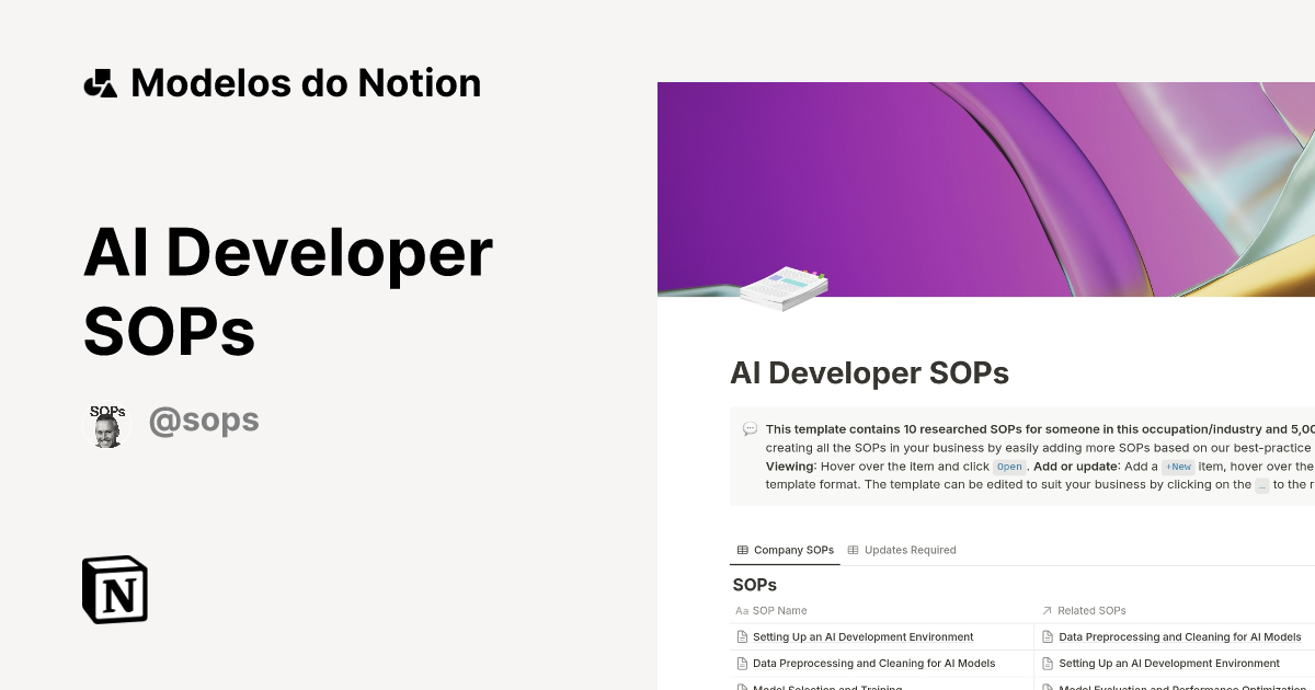 Modelo AI Developer SOPs | Marketplace do Notion