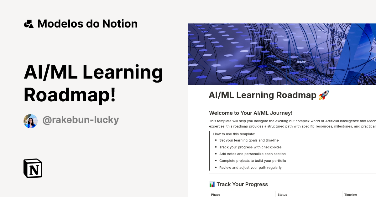 Modelo AI/ML Learning Roadmap! | Marketplace do Notion