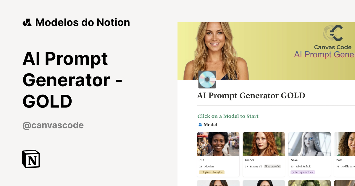 Modelo AI Prompt Generator - GOLD | Marketplace do Notion