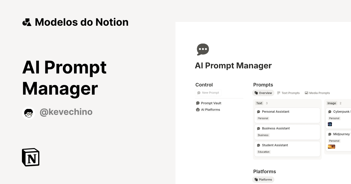 Modelo AI Prompt Manager | Marketplace do Notion