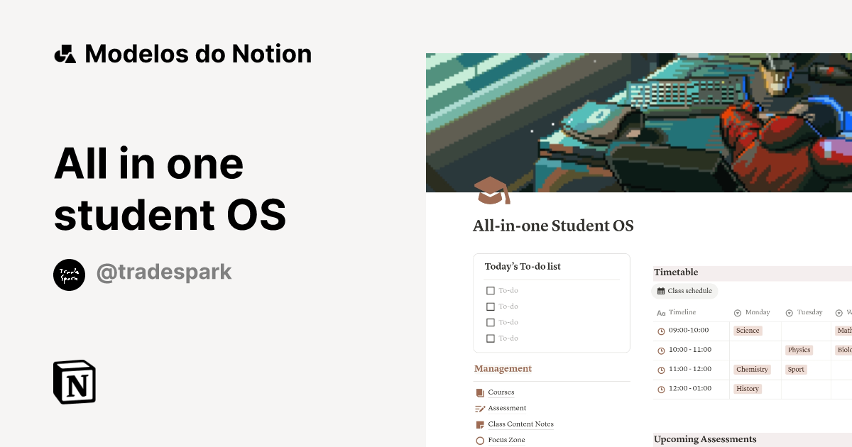 Modelo All in one student OS | Marketplace do Notion