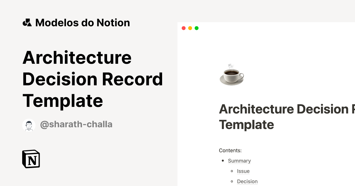 Architecture Decision Record Template Modelo por Sharath Challa ...