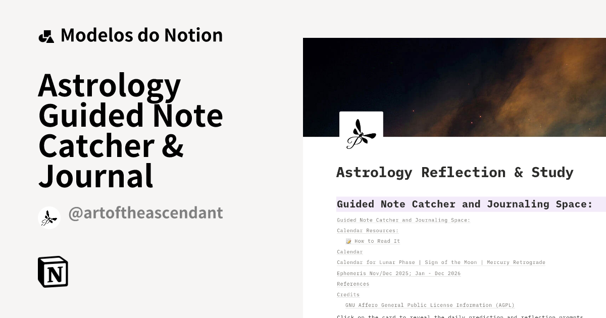 Astrology Guided Note Catcher & Journal Modelo por Art of the Ascendant ...